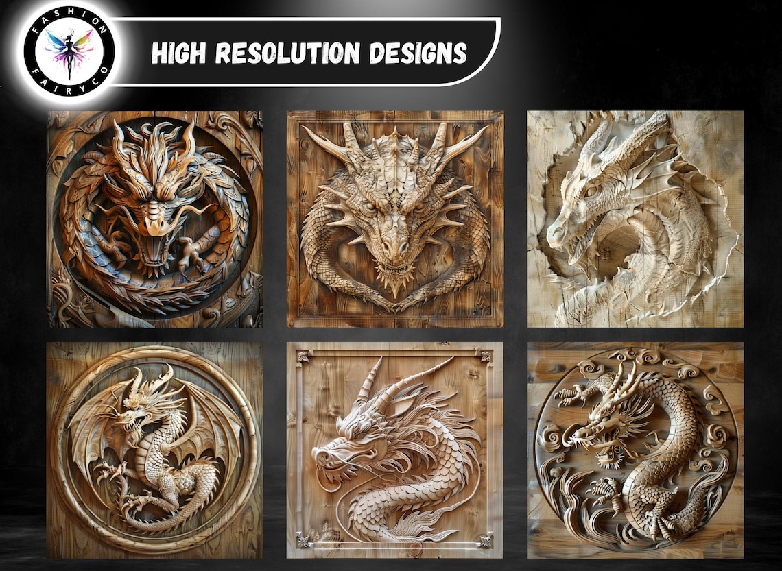 Dragon 3D Illusion Laser Engraving Bundle (digital) : Dither ...