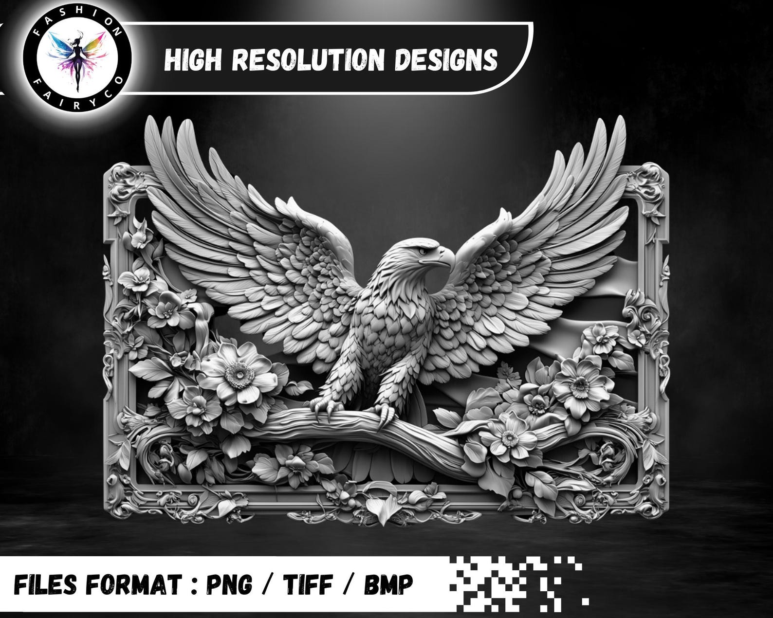 3D Eagle Laser Engraving Files, Lightburn Grayscale Files in PNG / BMP ...