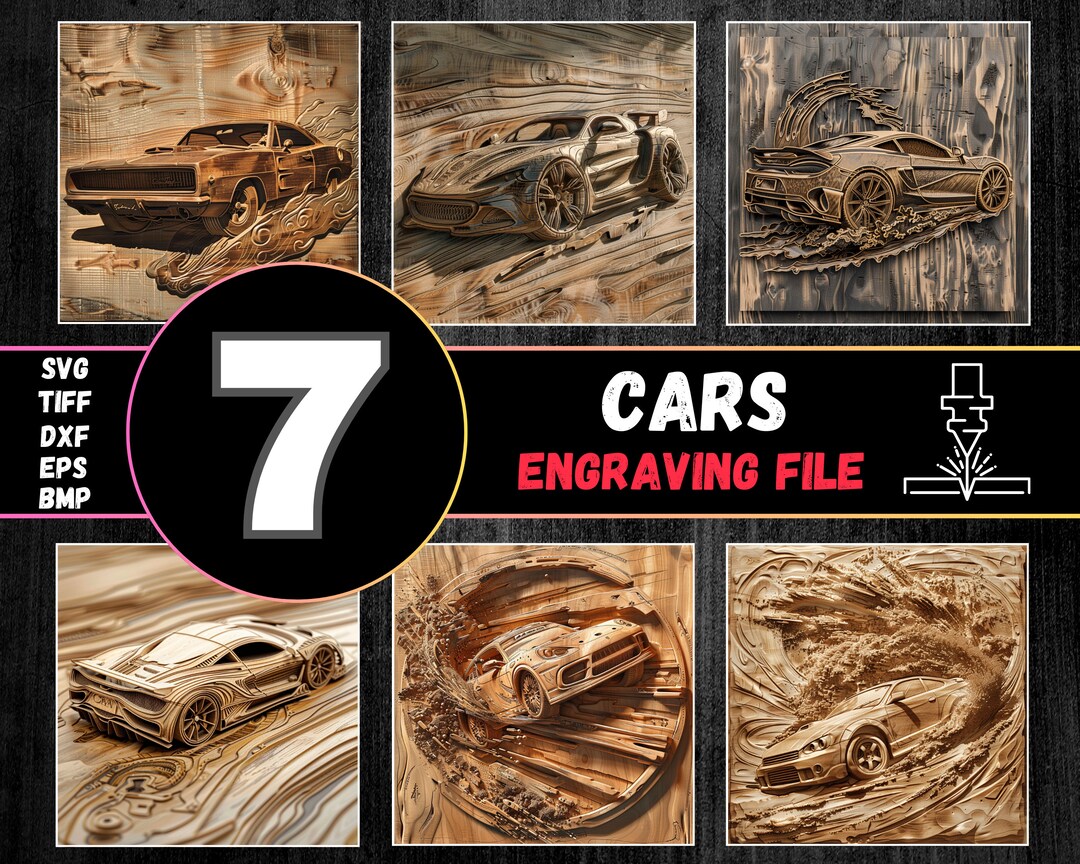 Car 3D Illusion Laser Engraving Bundle (digital) : Muscle & Exotic ...
