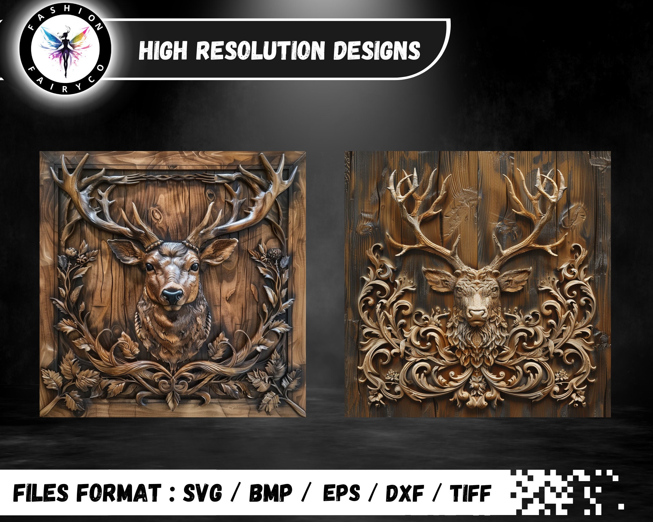 Deer 3D Illusion Laser Engraving Bundle, Deer Antler CNC Files, Deer ...