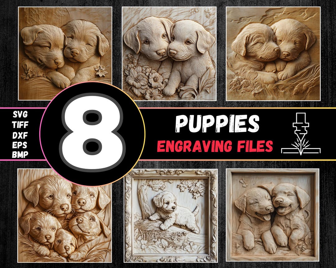 Puppy 3D Illusion Laser Engraving Bundle, Puppi CNC Files, Pups Laser ...