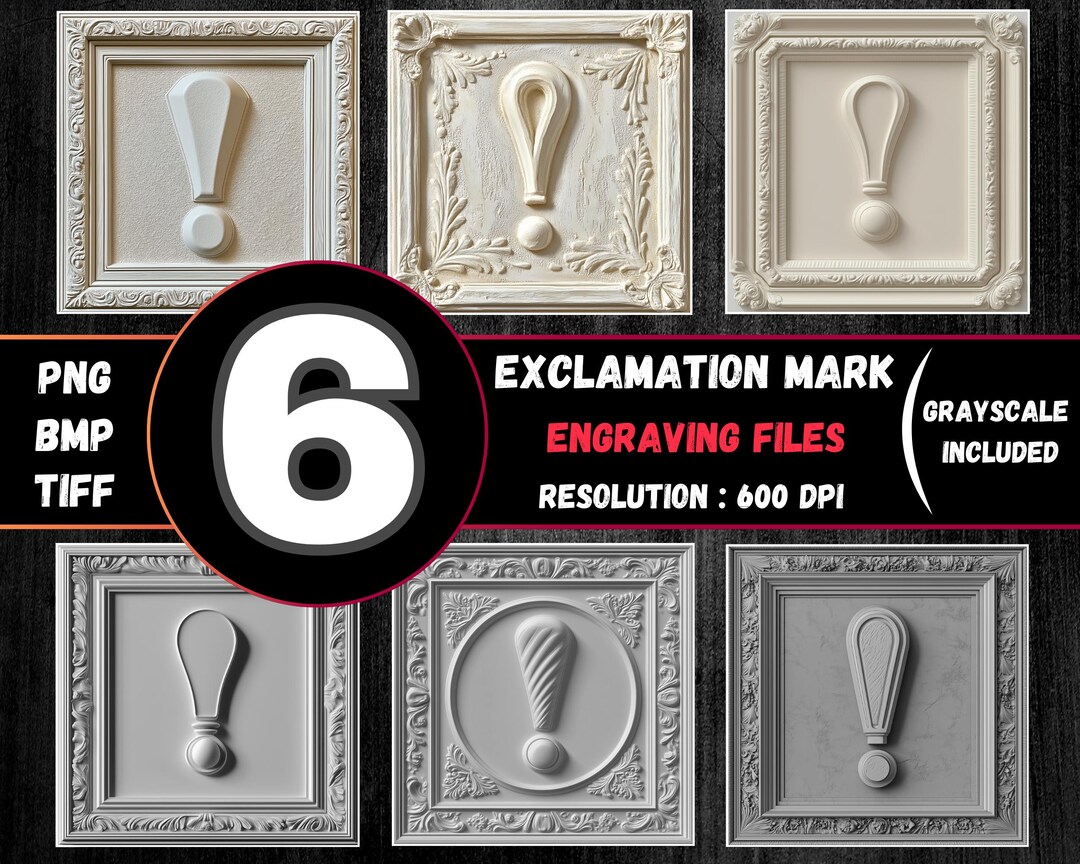 Exclamation Mark 3D Illusion Laser Engraving PNG Bundle, Exclamation Symbol Laserburn/lightburn ...