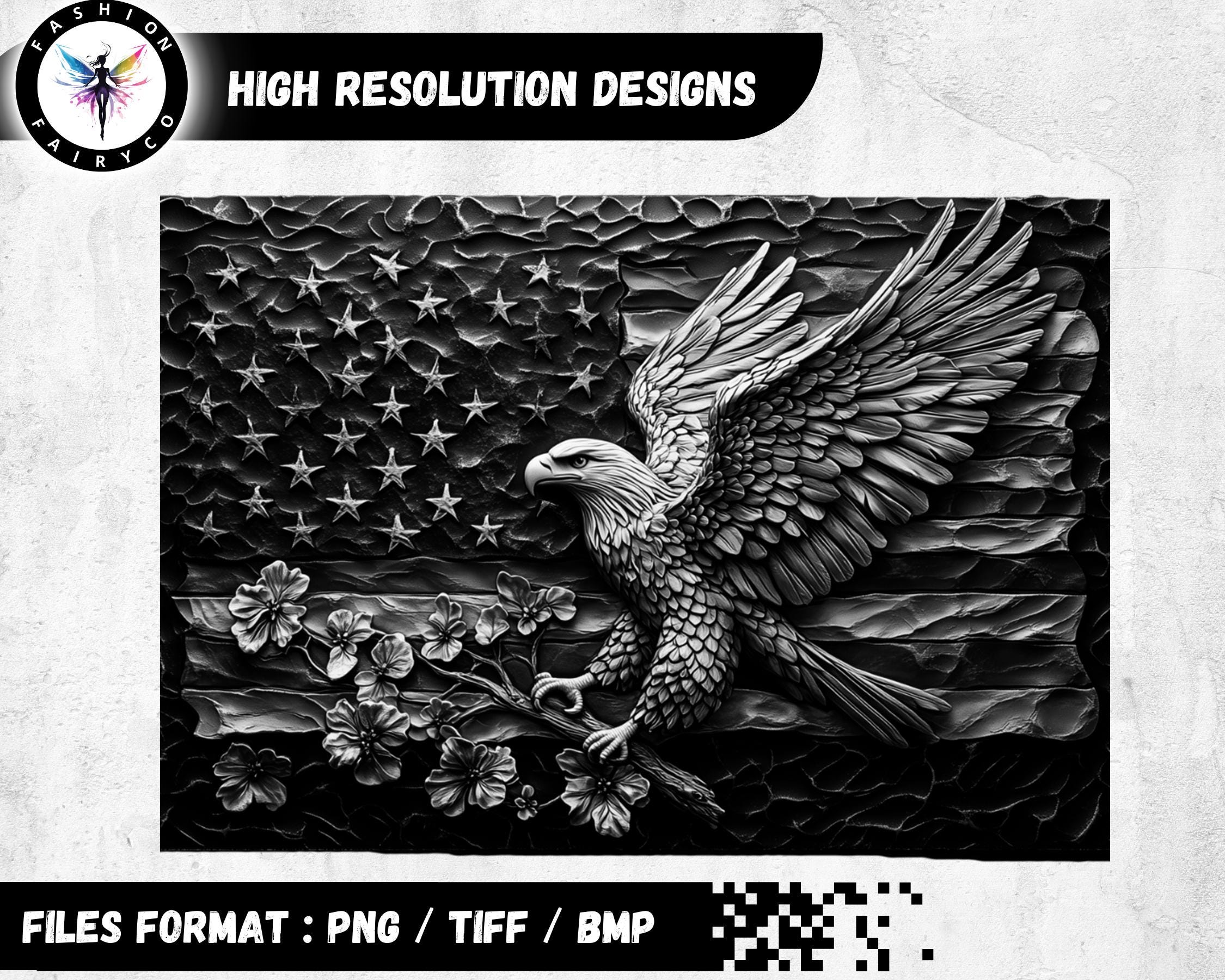 3D Eagle Laser Engraving Files, Lightburn Grayscale Files in PNG / BMP ...