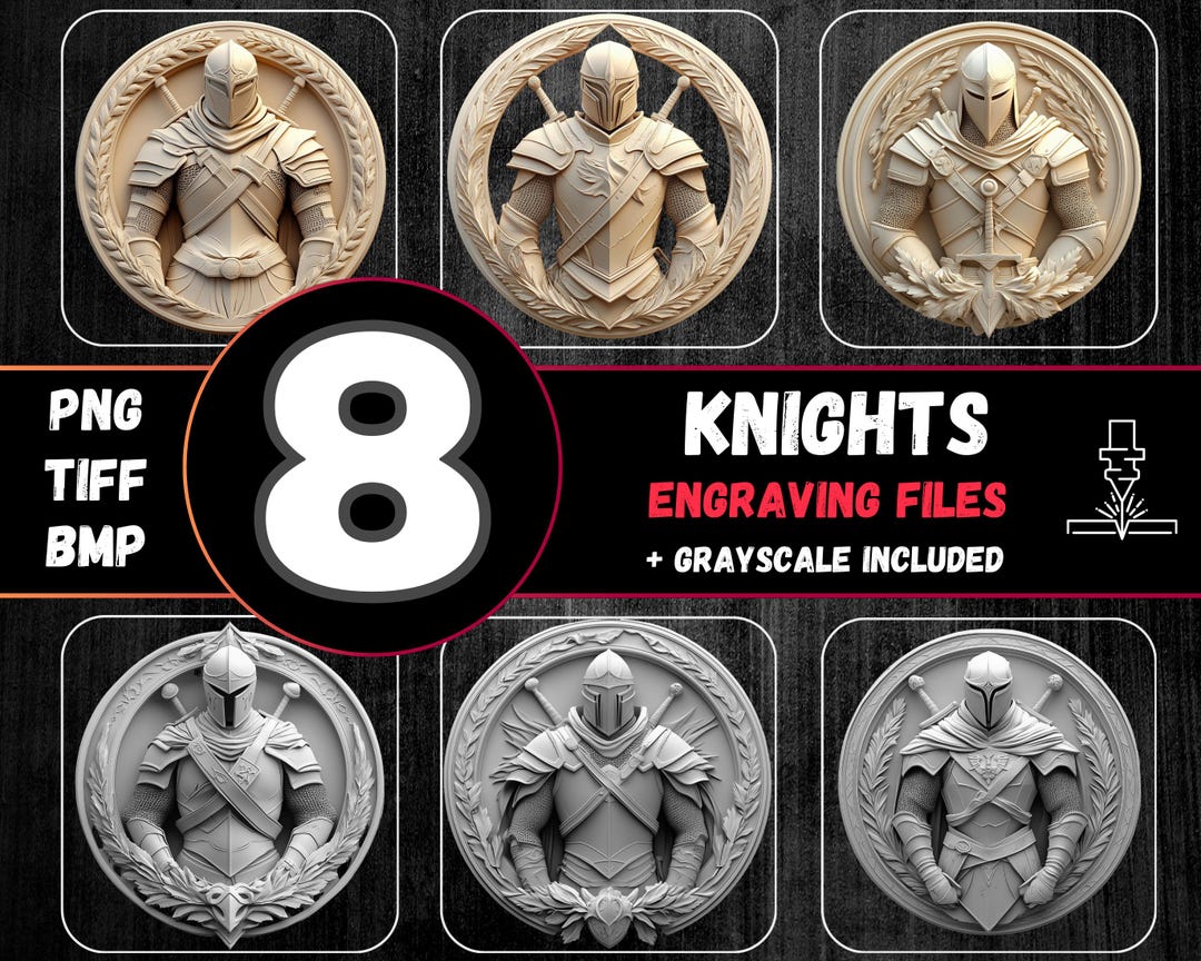 Knight 3D Illusion Laser Engraving Bundle (digital Files) | PNG BMP ...