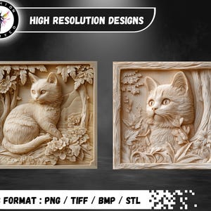 Cat 3D Illusion Laser Engraving PNG Bundle, Cat Laserburn/lightburn ...