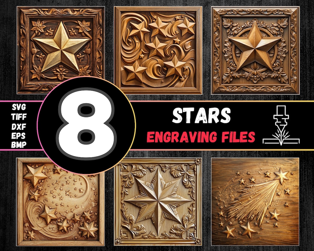 Star 3D Illusion Laser Engraving Bundle, Stars CNC Files, Shooting Star ...