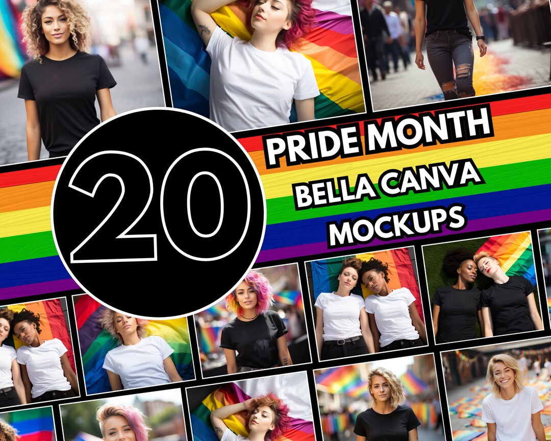 Bella Canvas 3001 Pride Month Bundle, LGBTQ Models Mockup Bundle, Black ...