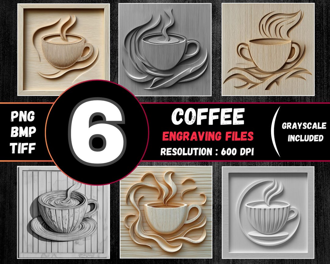 Coffee Cup 3D Illusion Laser Engraving Bundle (digital Files) | PNG BMP ...