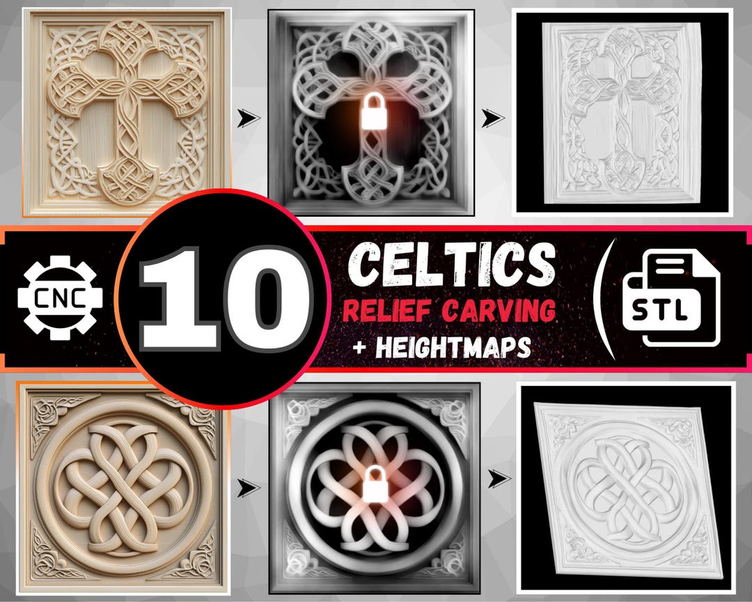 Celtic 3D STL Relief Carving Bundle, Celtic Cross CNC Files, Celtic ...
