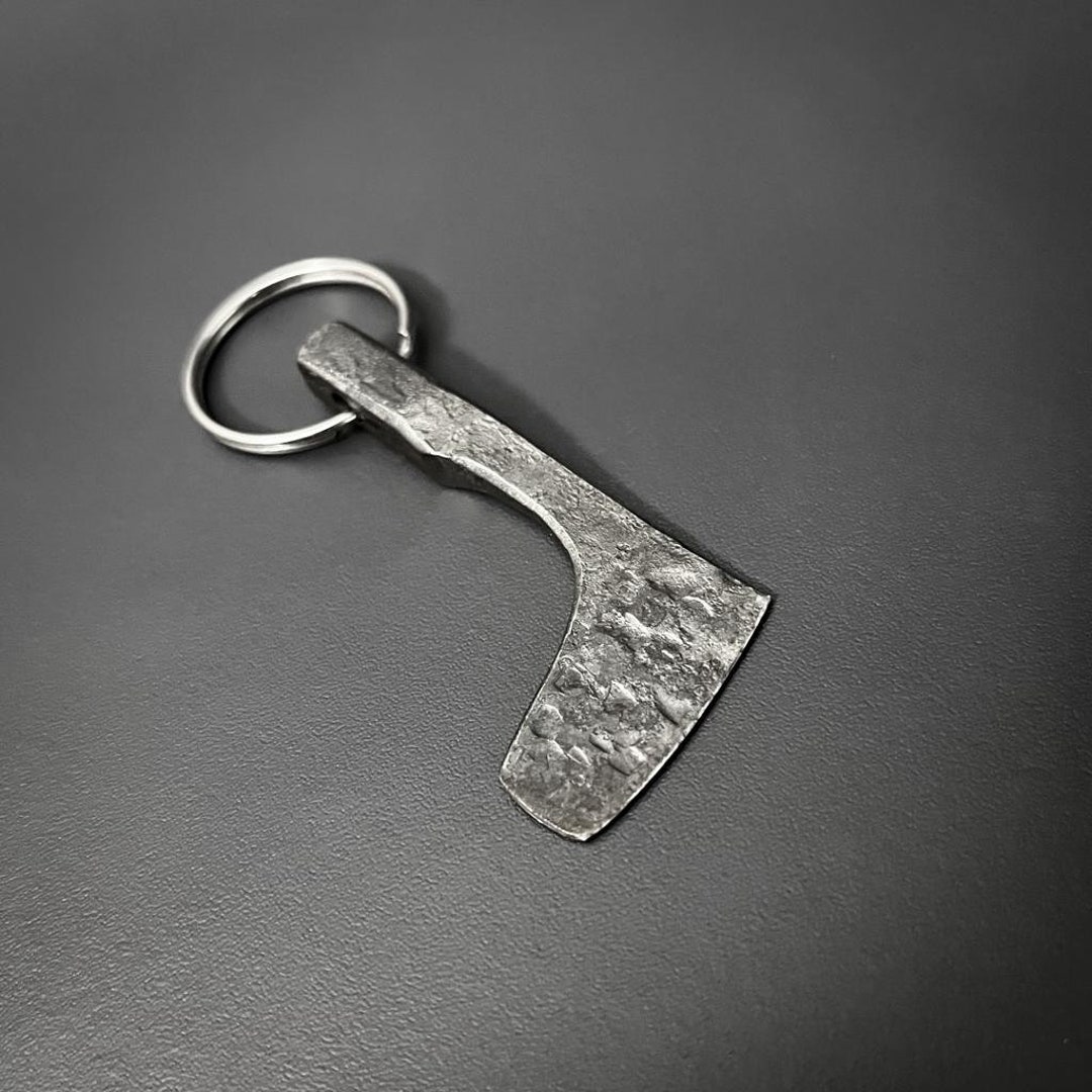 Axe Head Hand Forged Keyring - Line End - Etsy