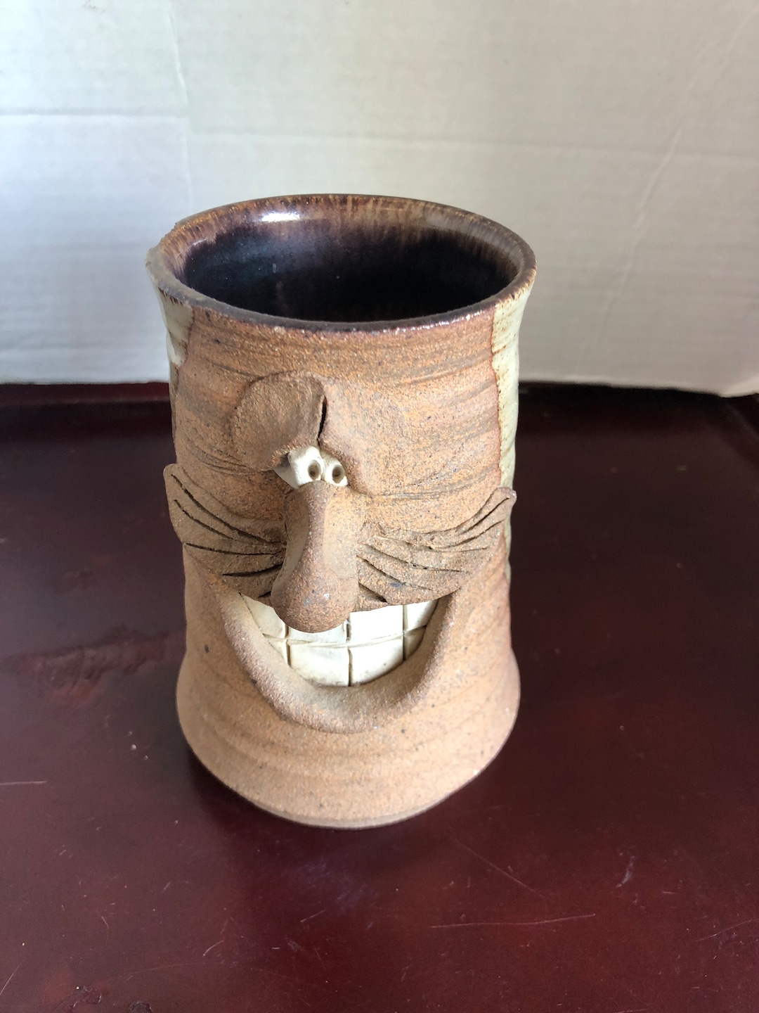 Vintage Pottery Mug With Face - Etsy