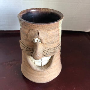 Vintage Pottery Mug With Face - Etsy