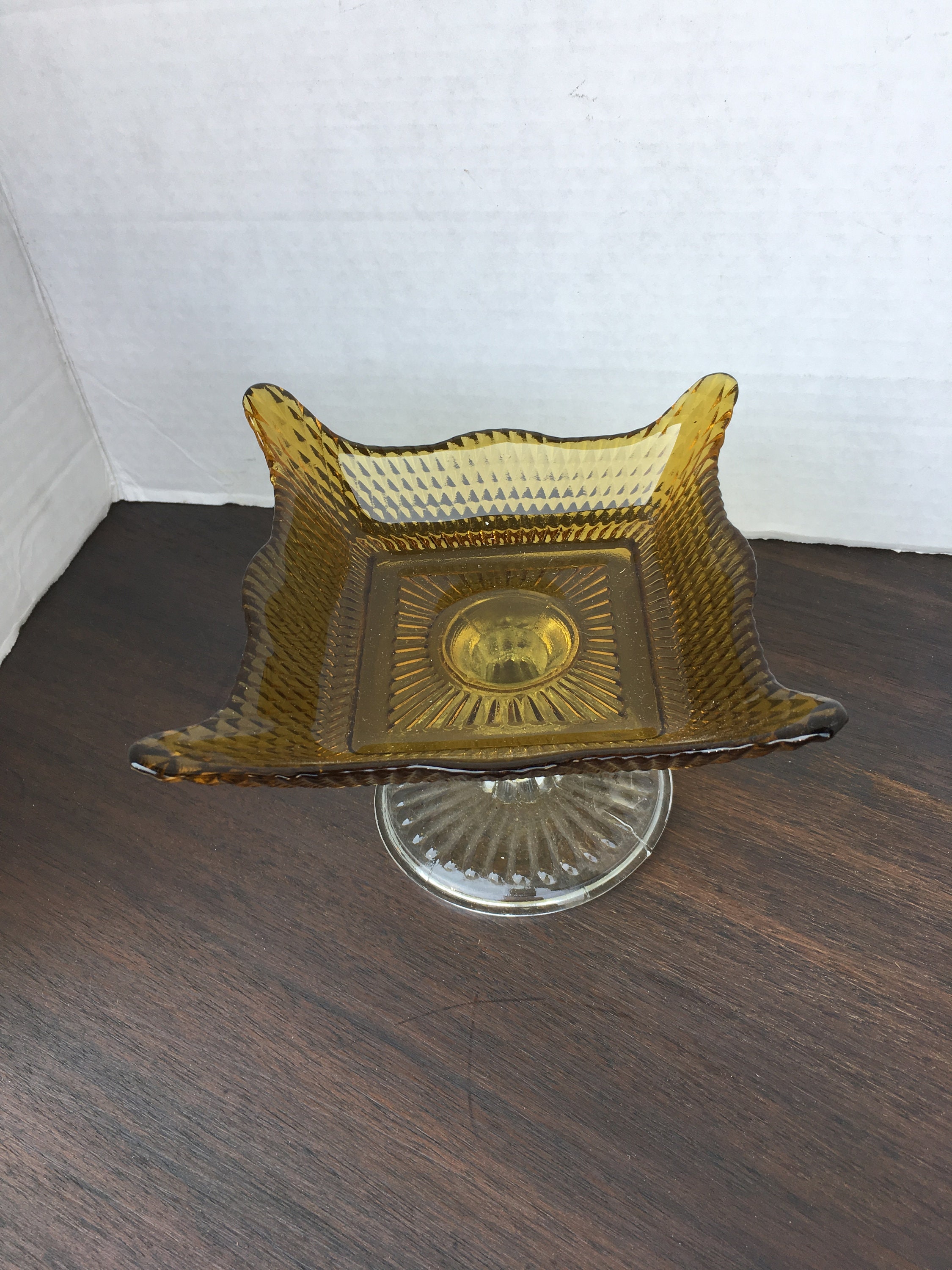 Vintage Amber Candy Dish #609 - Etsy