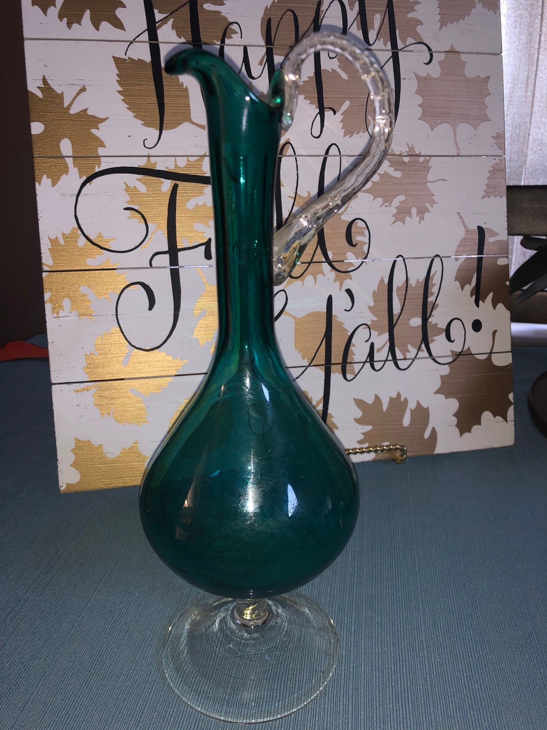 Vintage Green Vase With Handle 322 - Etsy Sweden