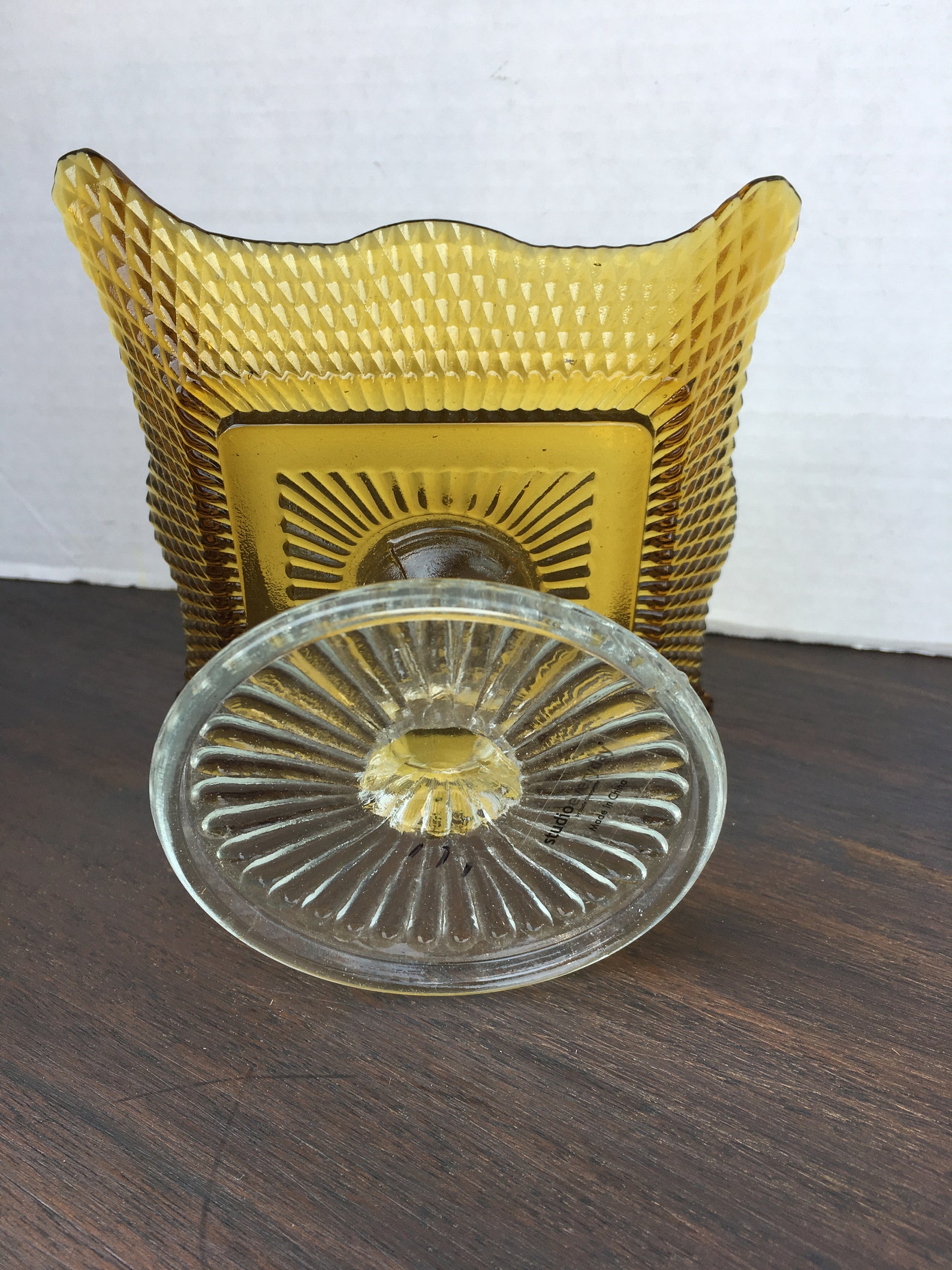 Vintage Amber Candy Dish 609 - Etsy