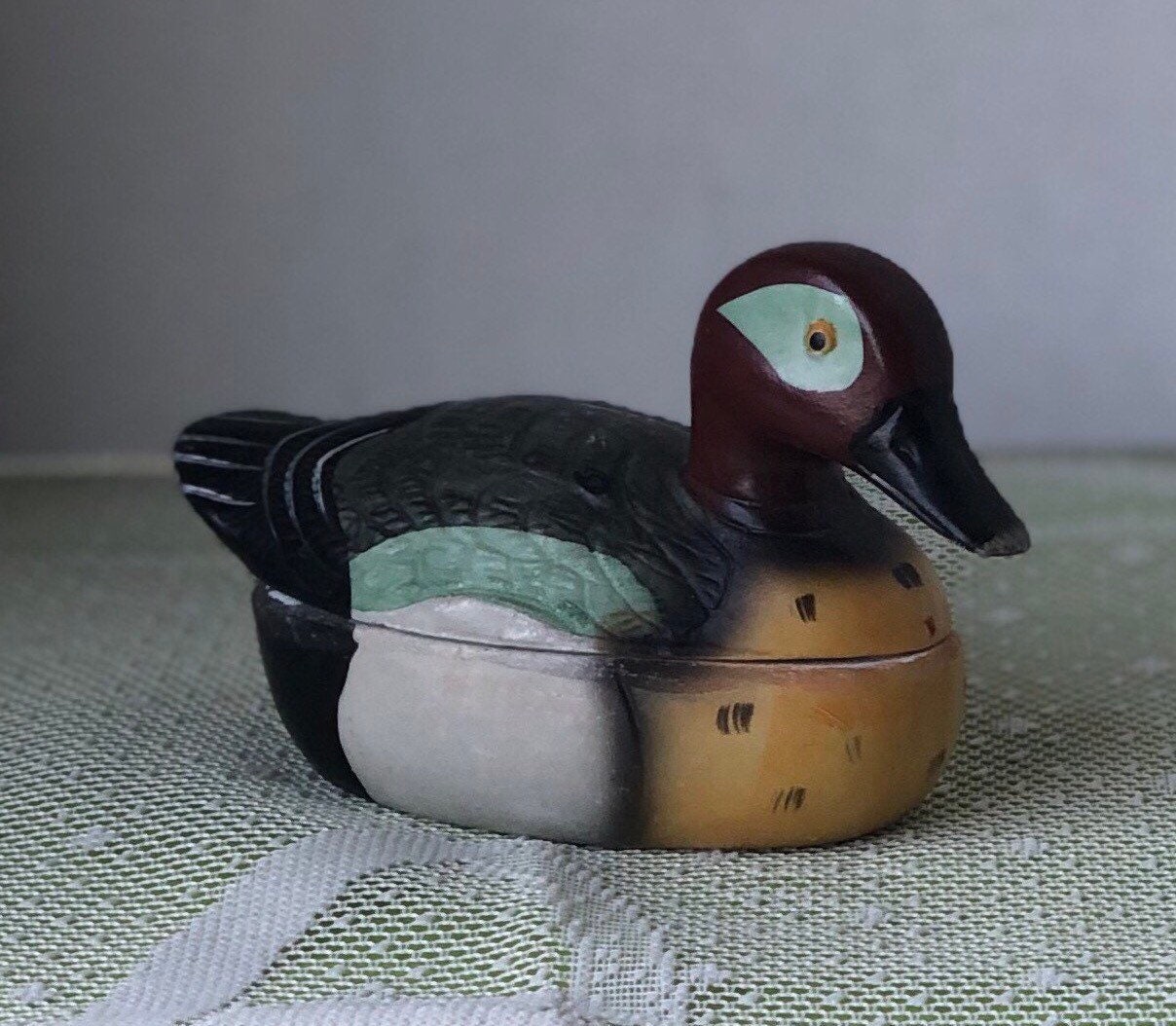 Vintage ceramic mallard the duck trinket jar | Etsy