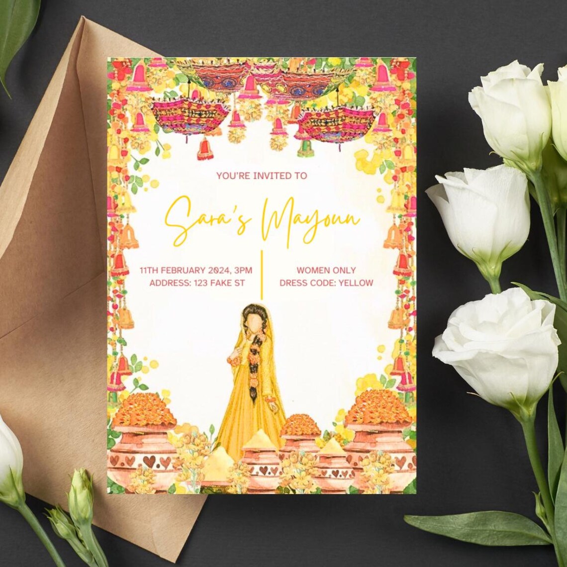 Editable Mayoun Invitation Template | Pakistani Pre-wedding Event ...