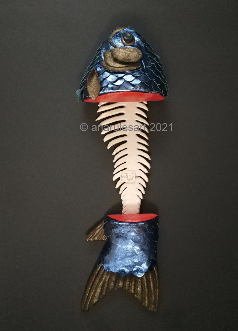 Fish Skeleton Wall Art Fish Sculpture Hanging Fish Bones Faux Fish ...
