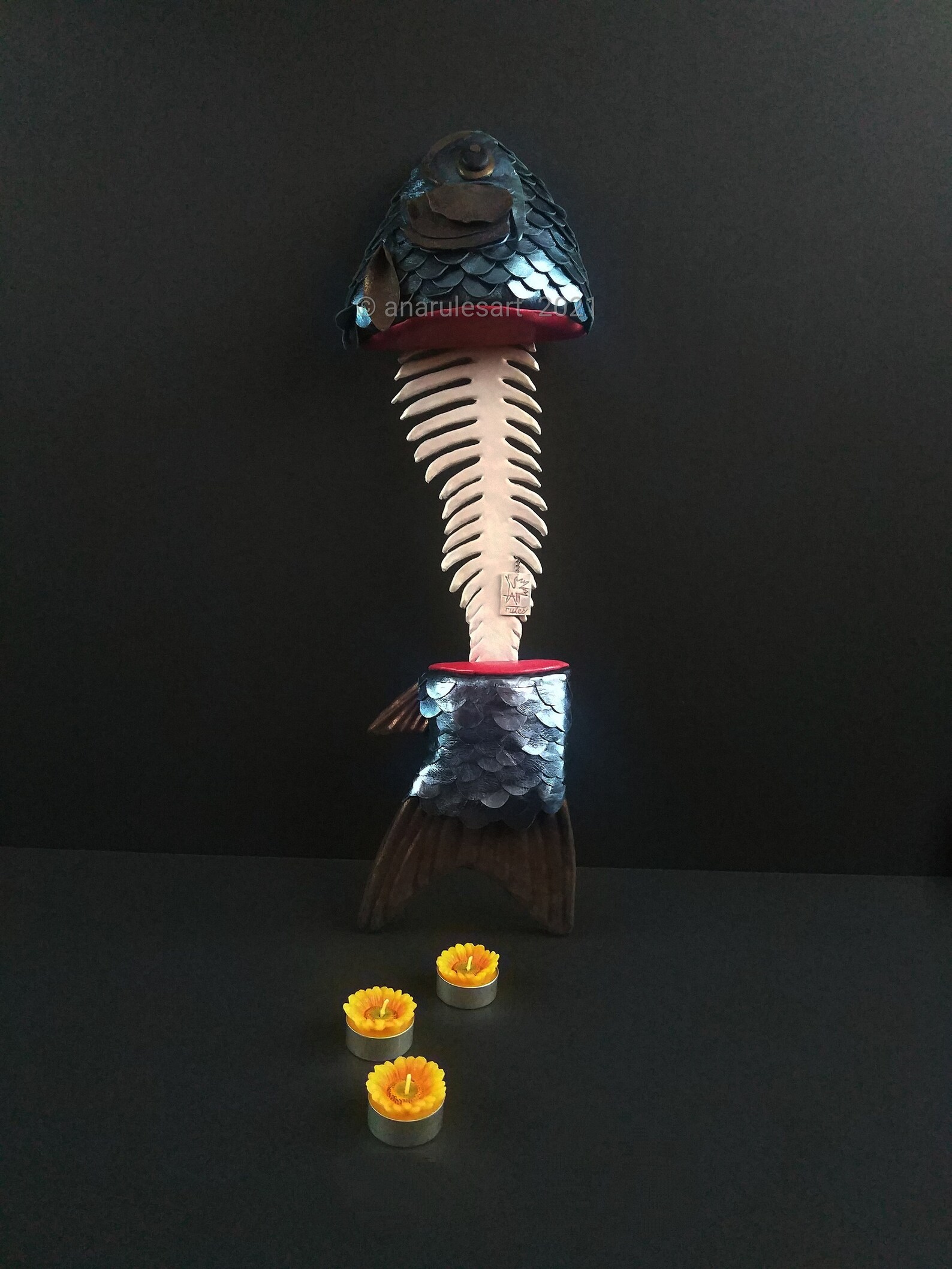 Fish Skeleton Wall Art Fish Sculpture Hanging Fish Bones Faux Fish ...