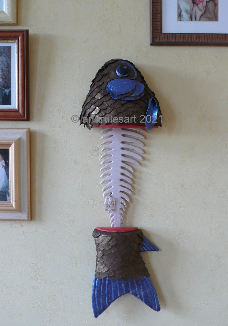 Fish Sculpture Skeleton Wall Art Hanging Fish Bones Faux Fish Taxidermy ...