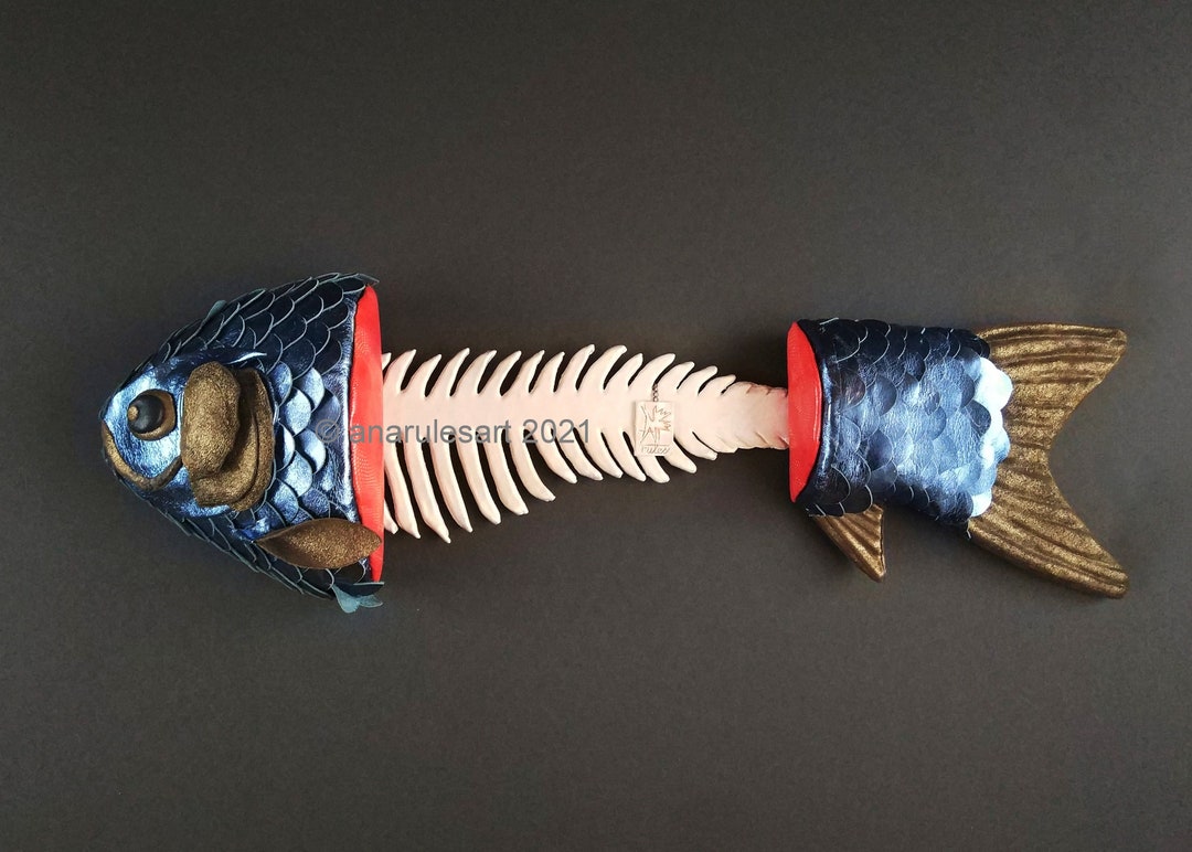Fish Skeleton Wall Art Fish Sculpture Hanging Fish Bones Faux Fish ...