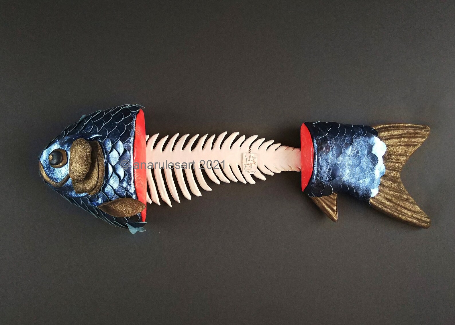 Fish Skeleton Wall Art Fish Sculpture Hanging Fish Bones Faux Fish ...