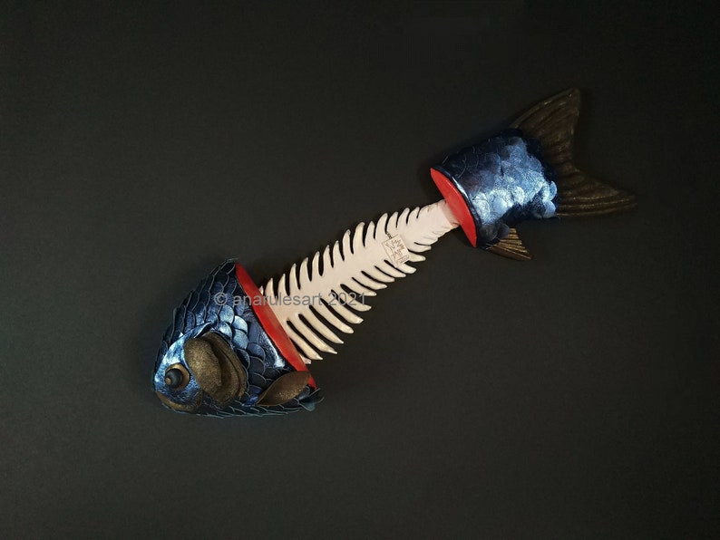 Fish Skeleton Wall Art Fish Sculpture Hanging Fish Bones Faux Fish ...