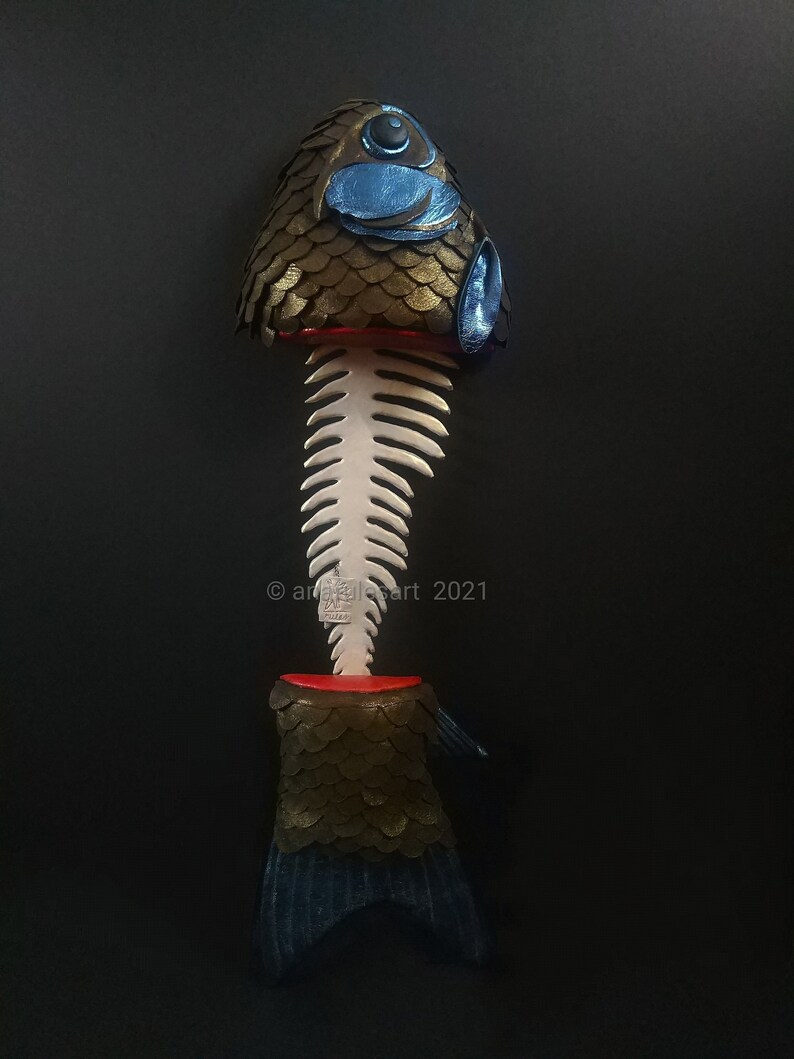 Fish Sculpture Skeleton Wall Art Hanging Fish Bones Faux Fish Taxidermy ...