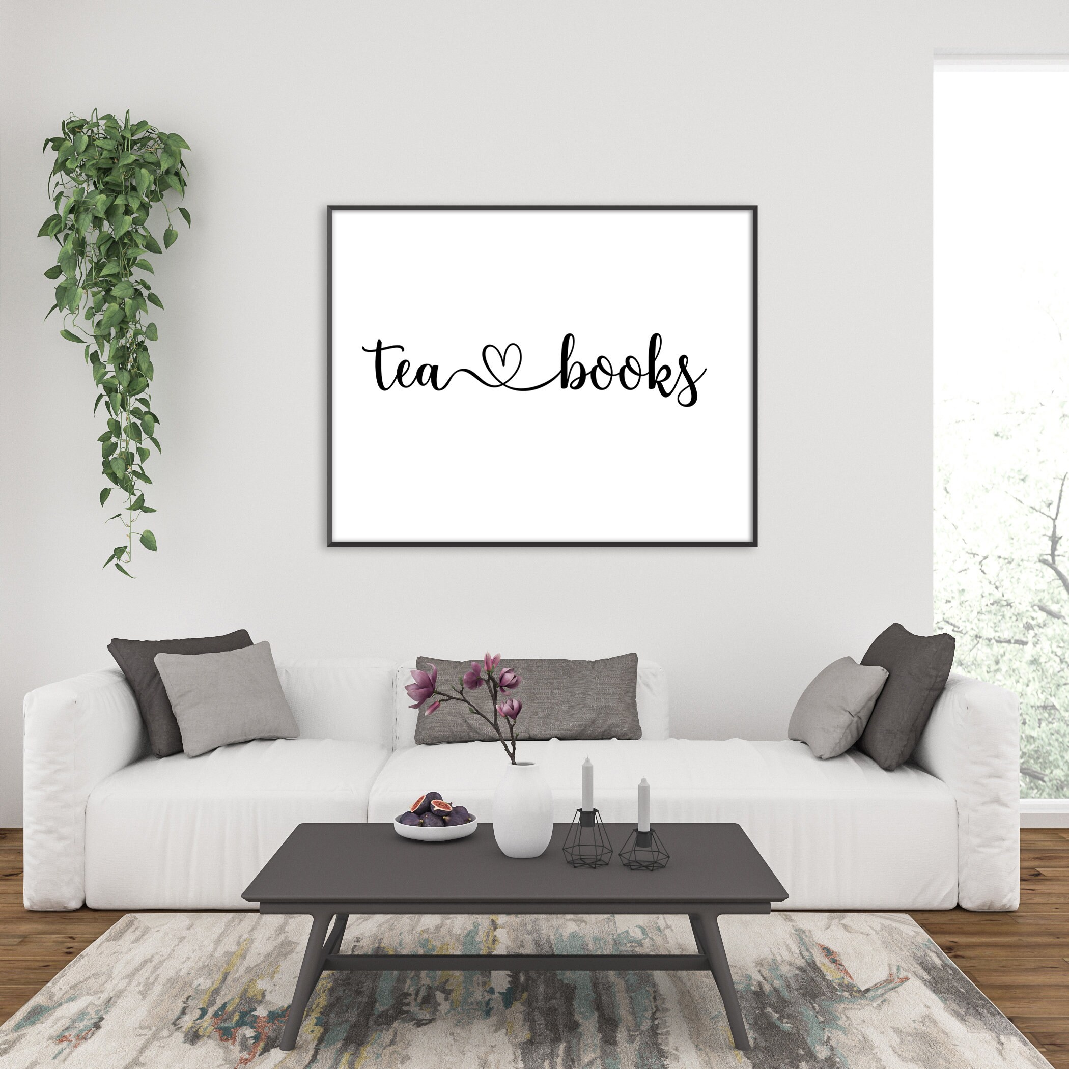 Tea Wall Art Tea Lover Gift Bookish Gift Books Wall Art - Etsy