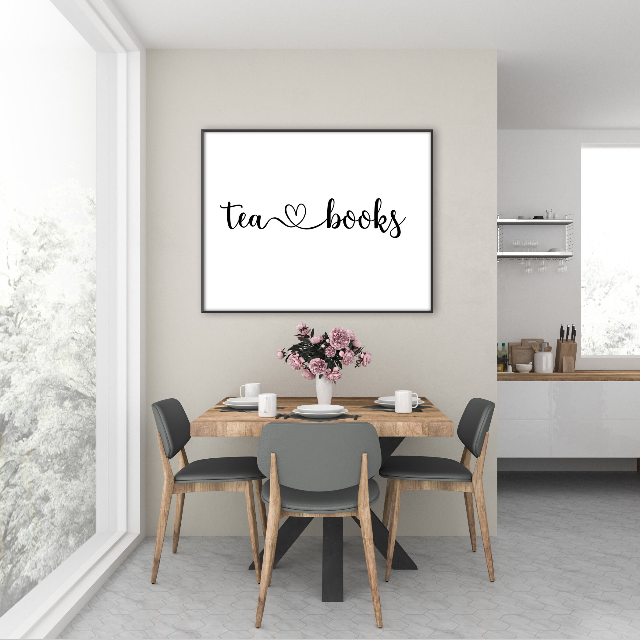 Tea Wall Art Tea Lover Gift Bookish Gift Books Wall Art - Etsy