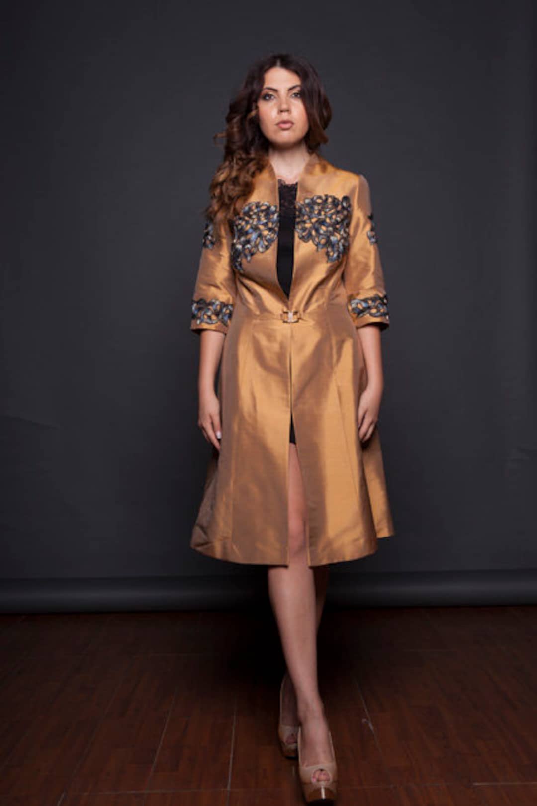 Handmade Redingote Style Silk Dress With Embroidery - Etsy