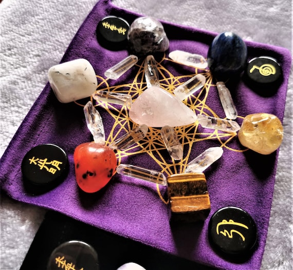 Chakras Healing Crystal Sacred Geometry Grid Set Kit Cloth | Etsy