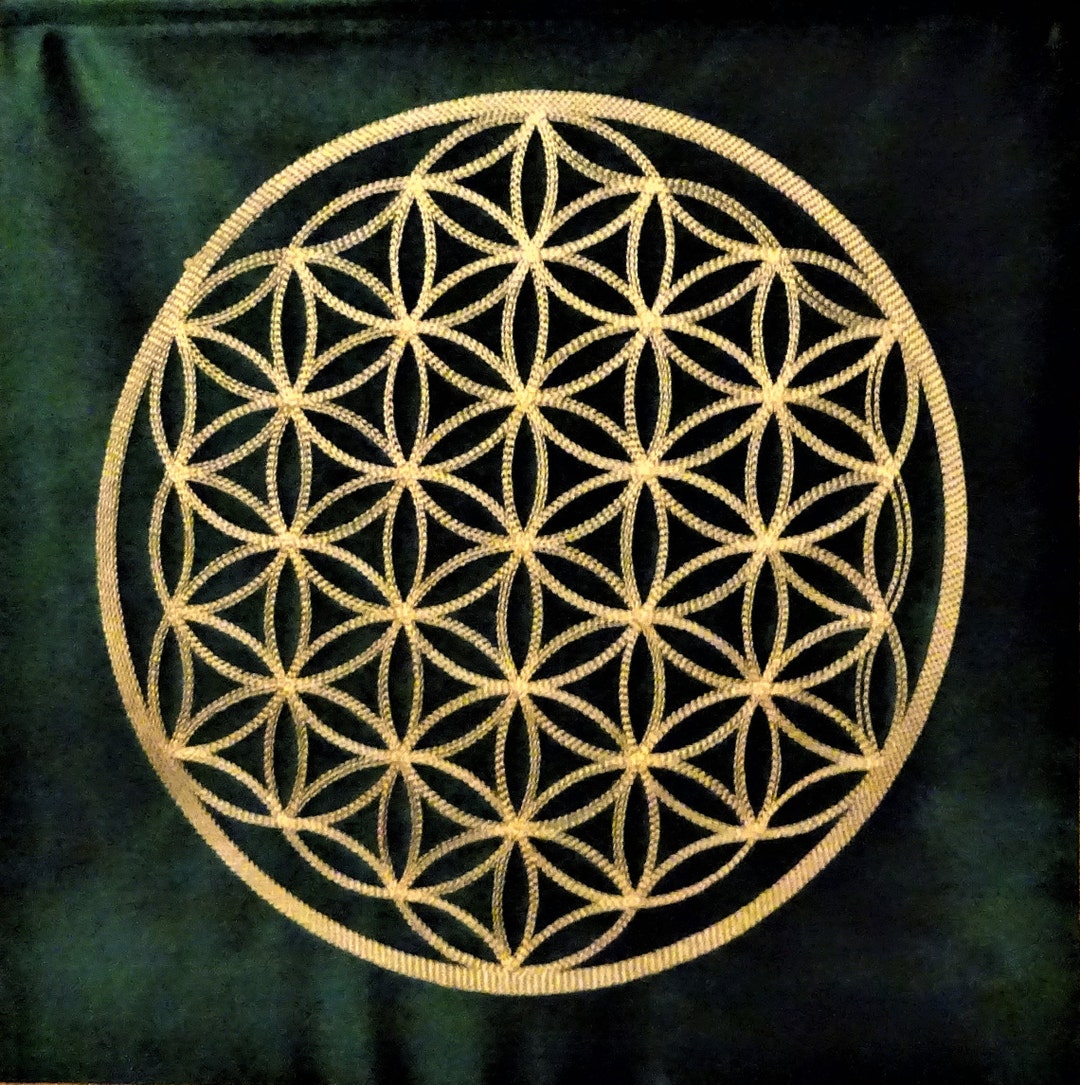 Sacred Geometry Velvet Cloth Satin Embroidered Flower of Life Grid ...