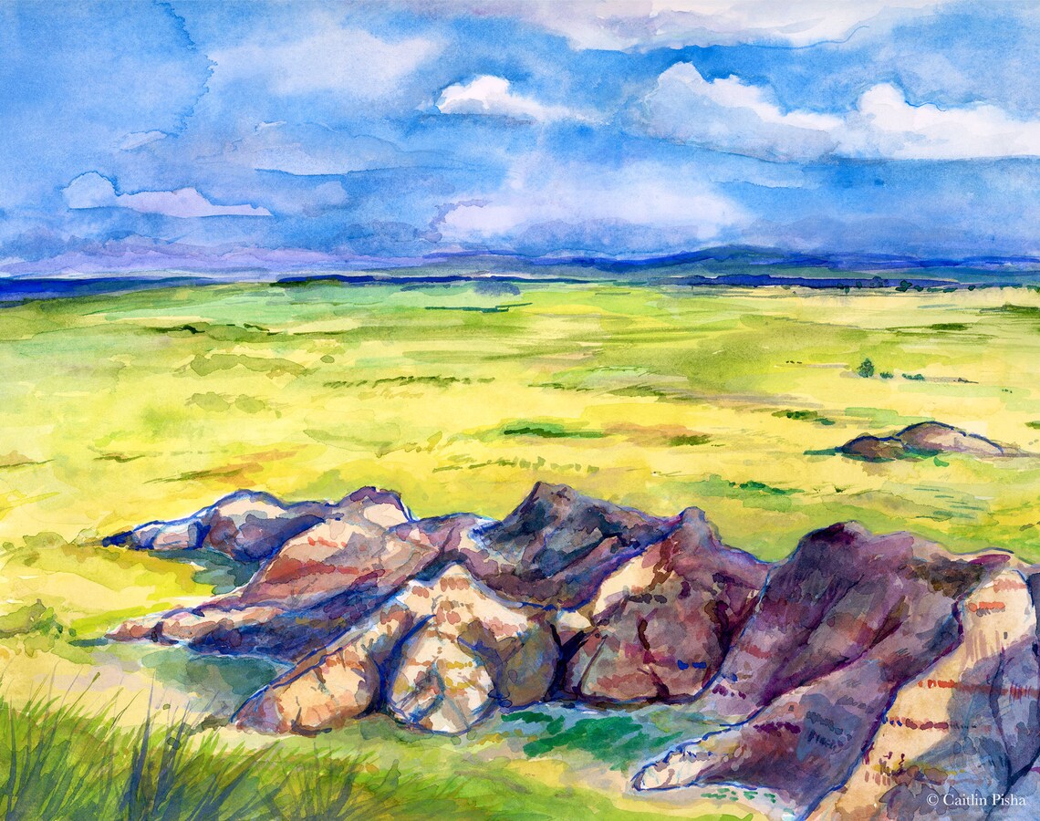 Badlands Overlook, Fine Art Print, Watercolor Painting Titled overlook ...