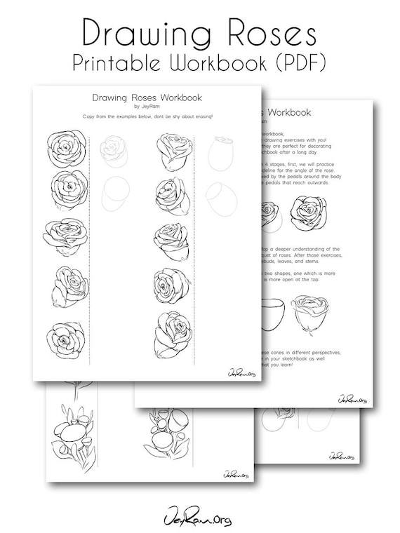 Rose Drawing Workbook printable PDF | Etsy