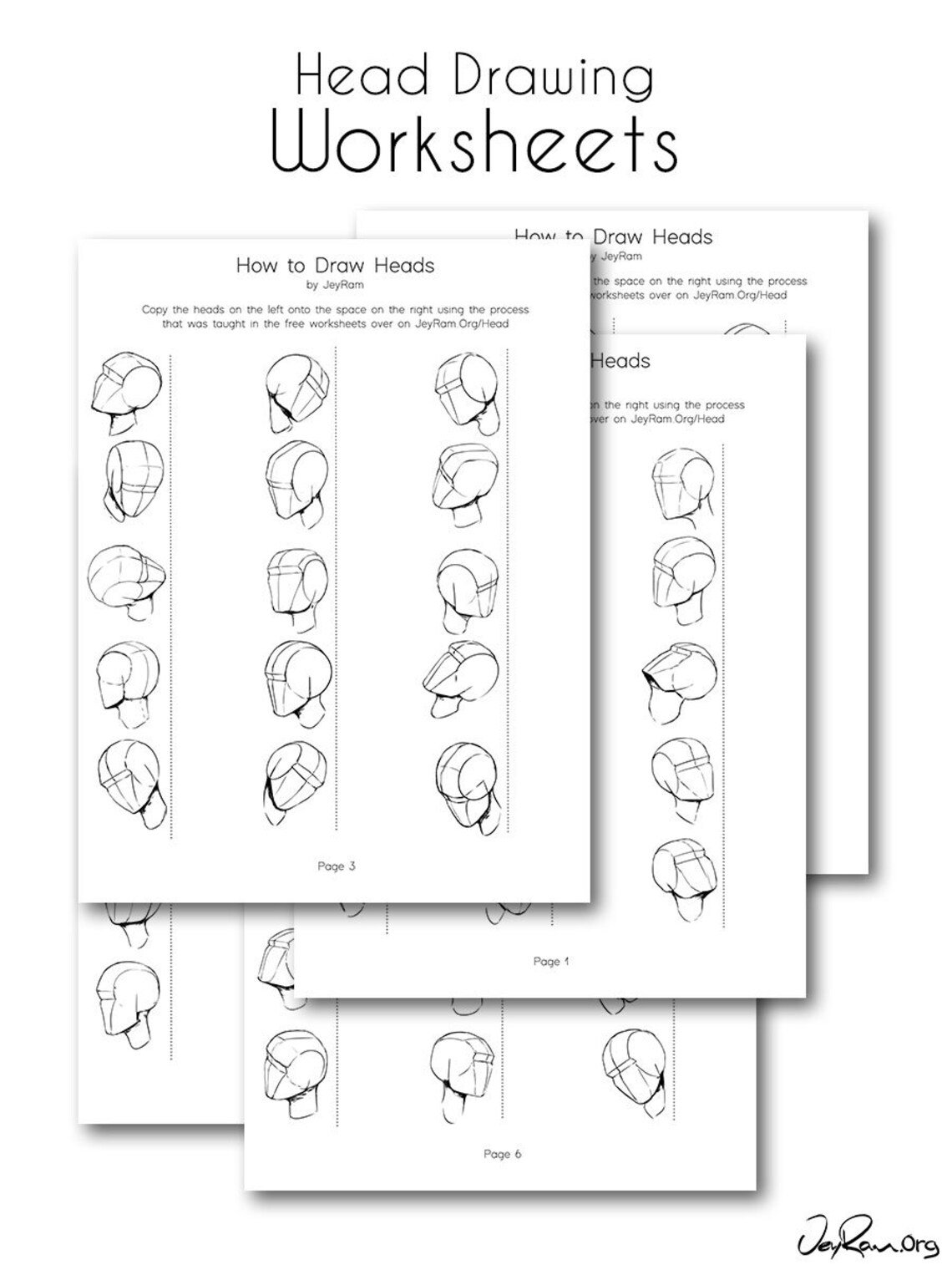 Head Drawing Practice Worksheets (PDF) - Etsy