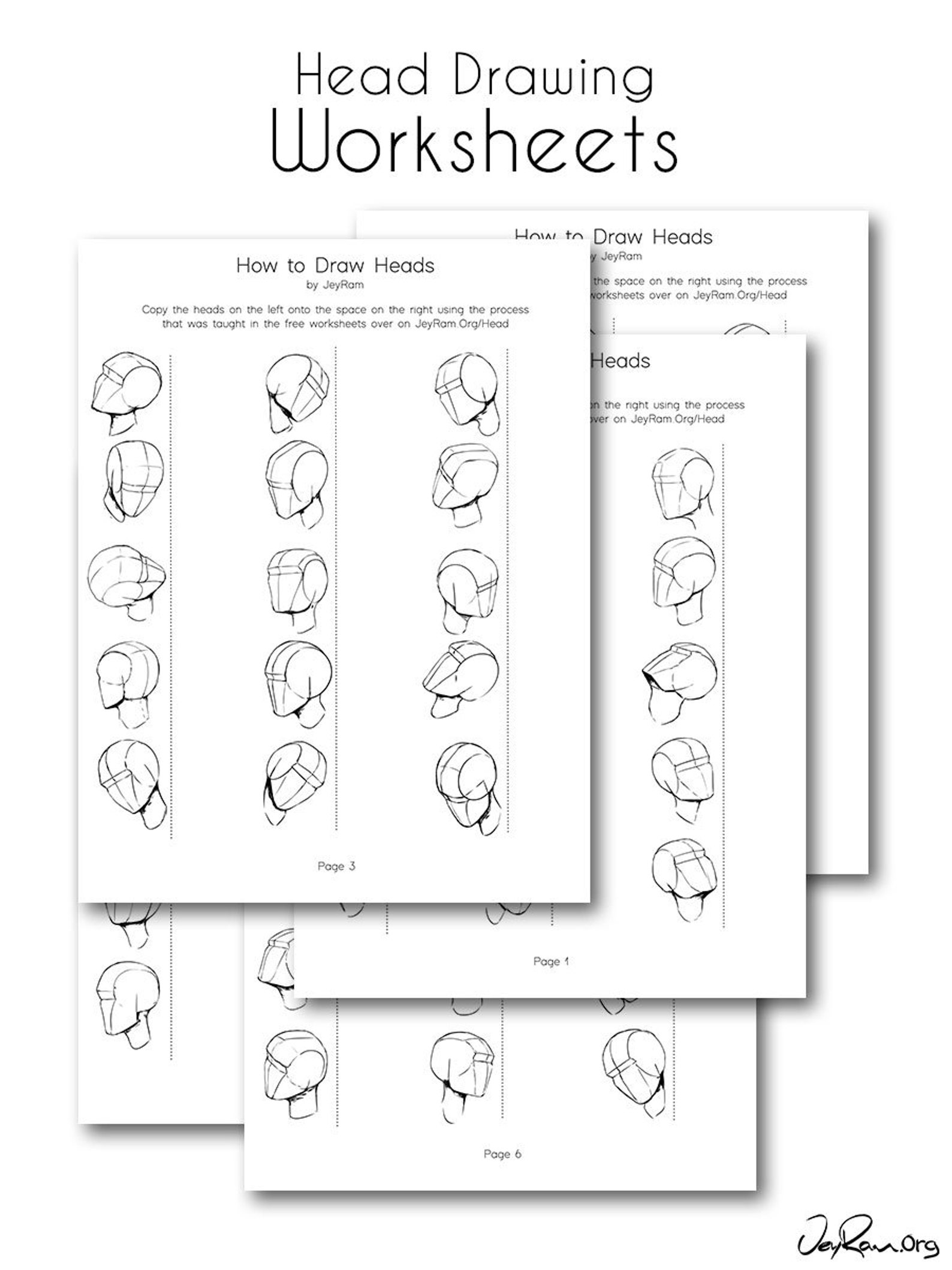 Head Drawing Practice Worksheets (PDF) - Etsy
