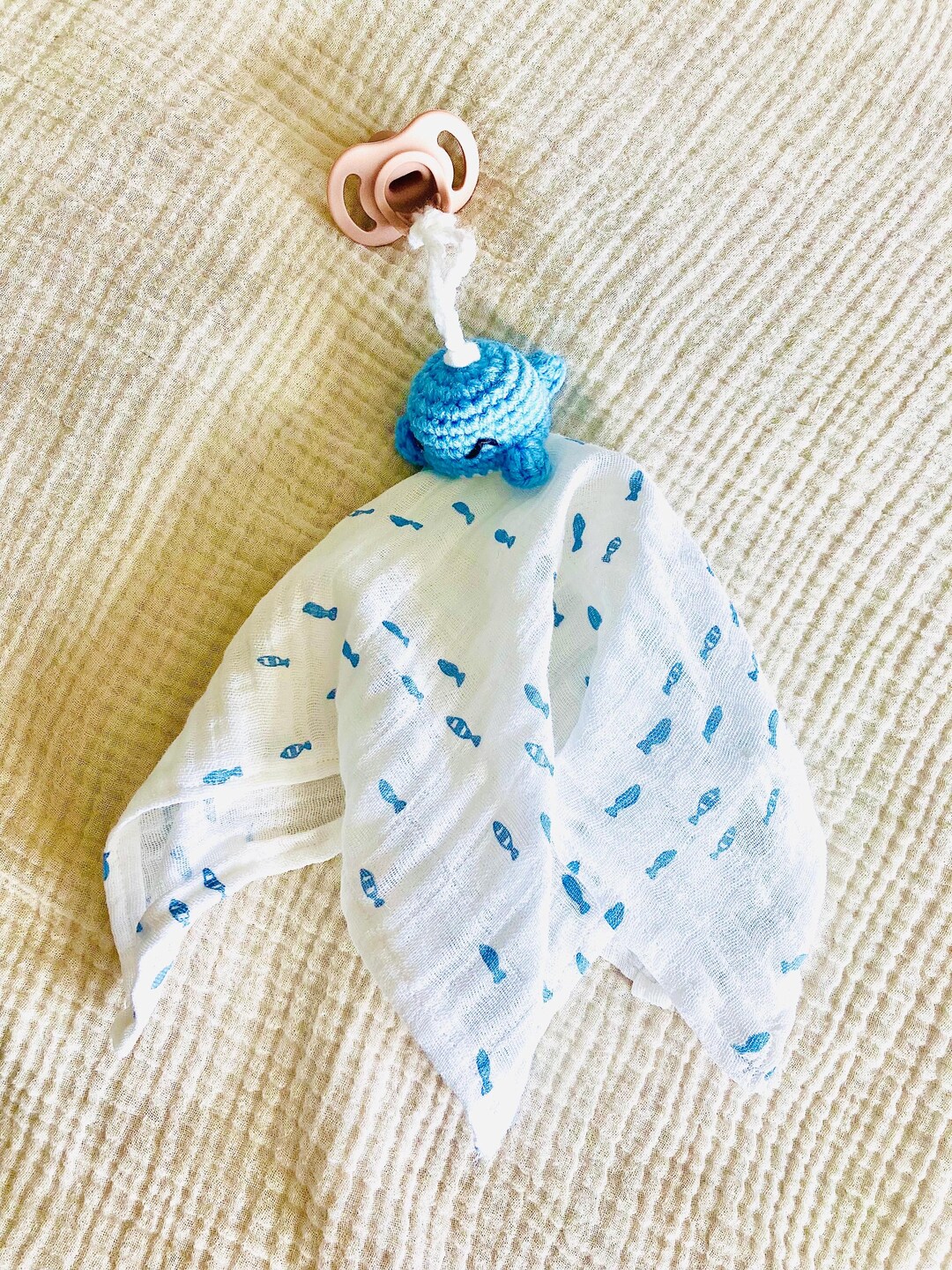 Blue Whale Lovey Pacifier Holder Light Weight Binky Buddy Blue Toddler ...