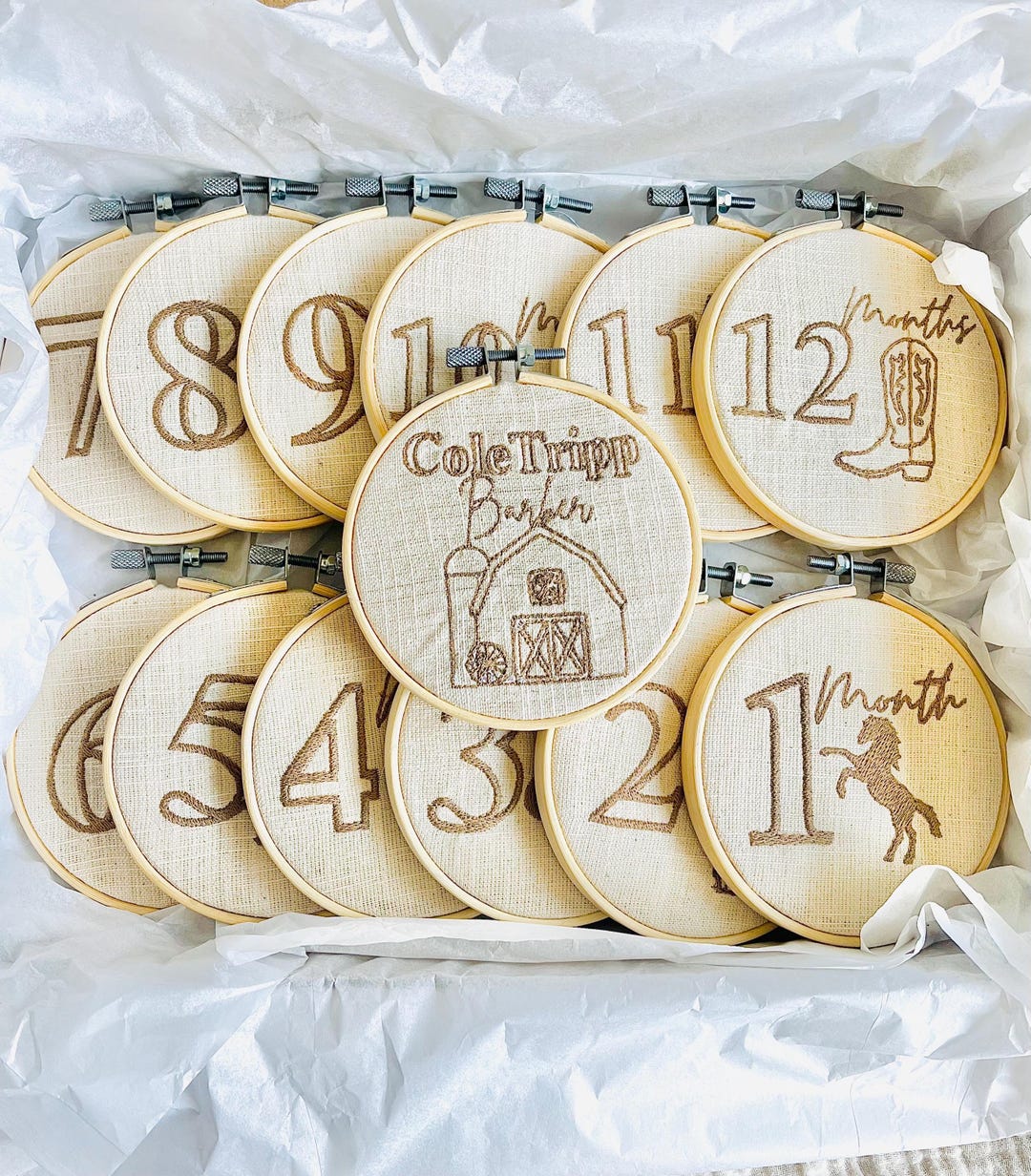 Western Baby Milestone Hoops: Embroidered Farmhouse Nursery Decor - Etsy