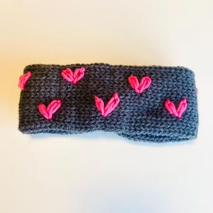 Knit Headband With Hearts, Valentine Hairband, Heart Hair Accessories ...