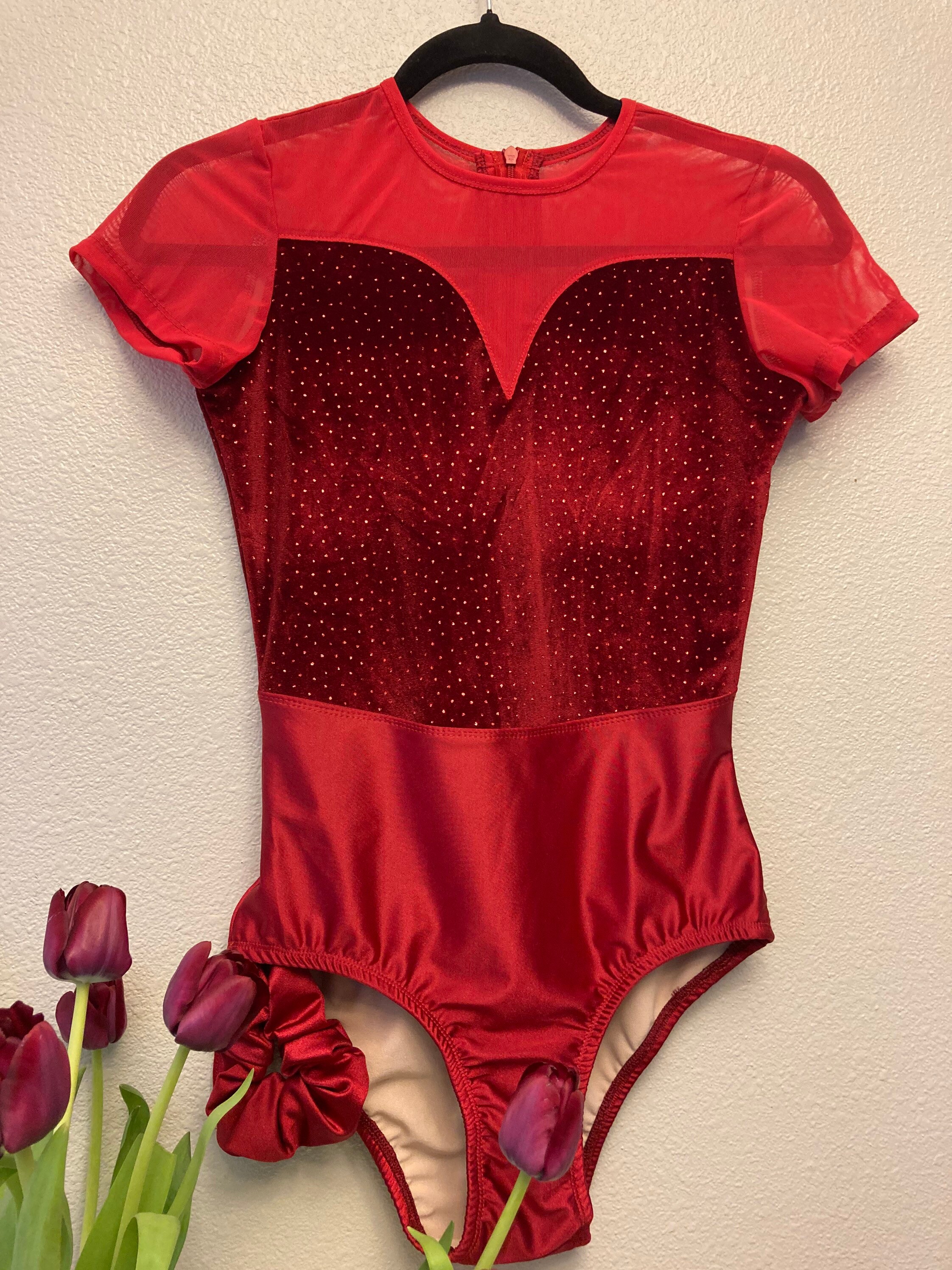 Women Leotards/velvet Spandex Leotards-women / Green and Red Elegant ...