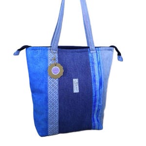 Recycled Blue Denim Tote - Handmade Upcycled Patchwork Jean Tote Bag ...