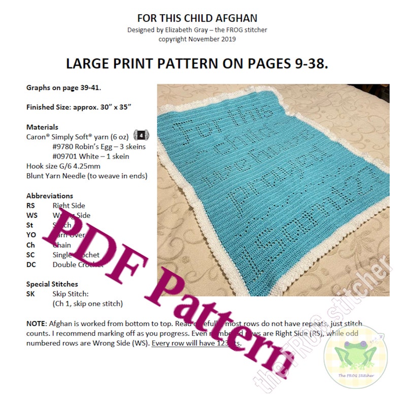 For This Child Filet Crochet Afghan PATTERN - Etsy