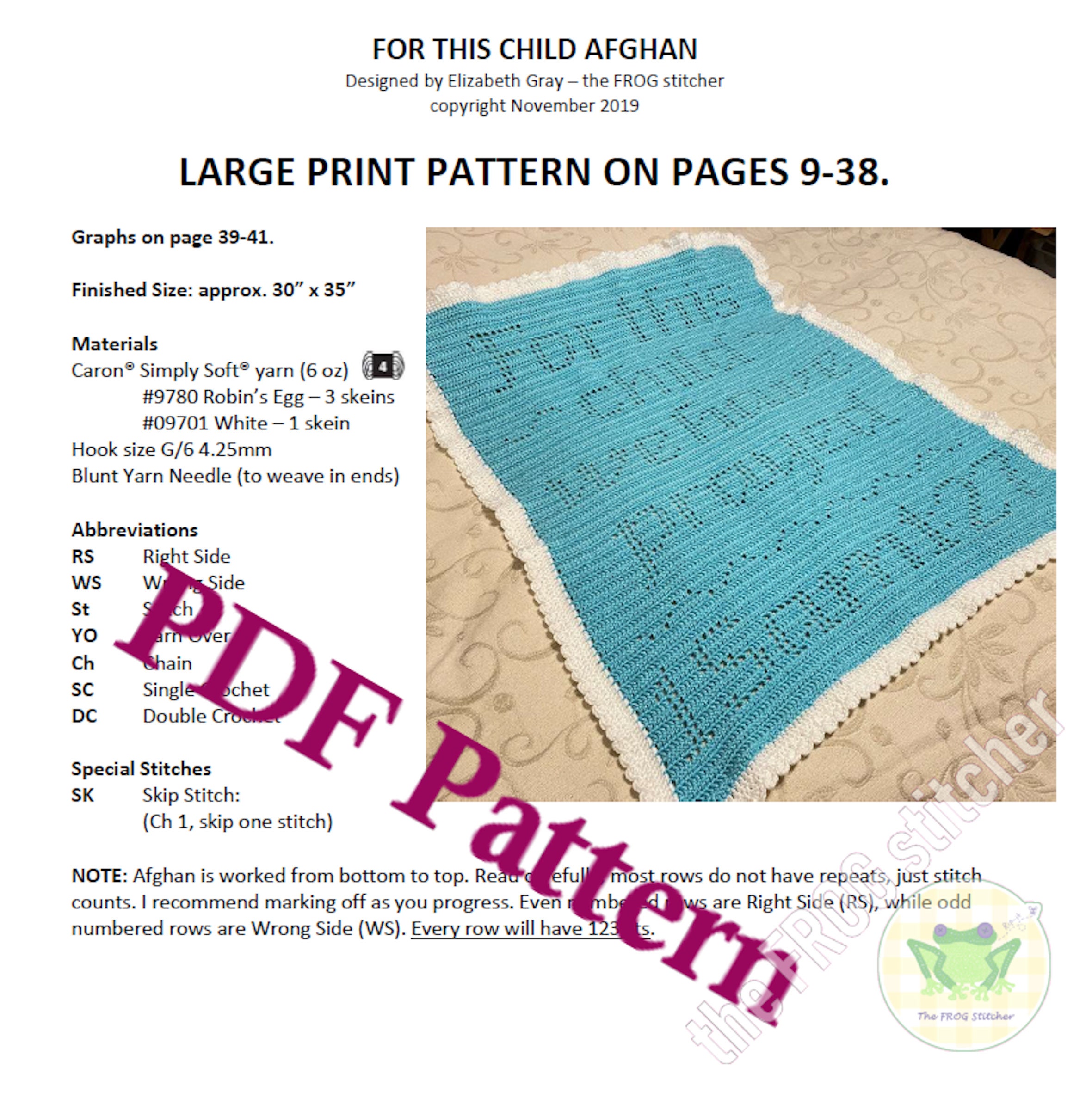 For This Child Filet Crochet Afghan PATTERN - Etsy