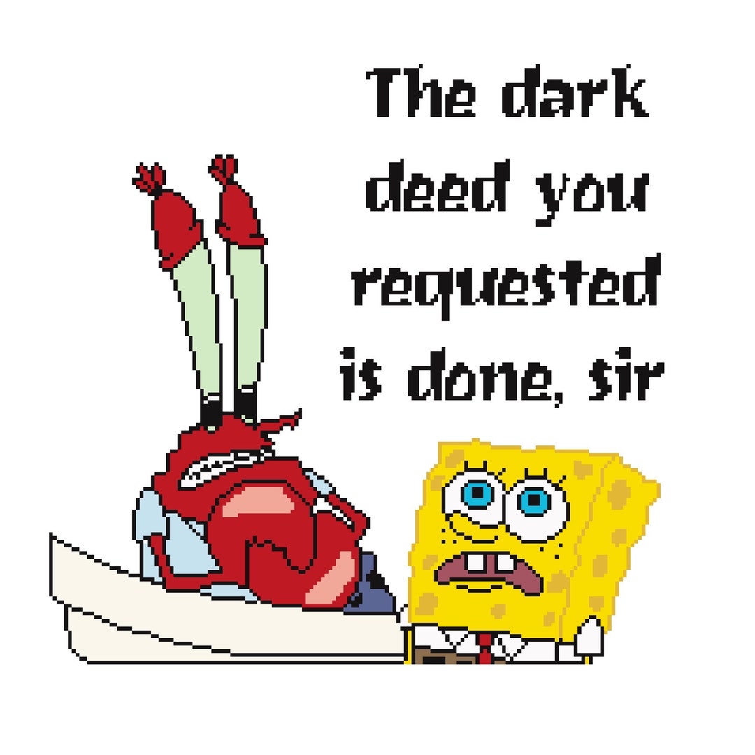 Dark Deed Spongebob Cross Stitch Pattern - Etsy