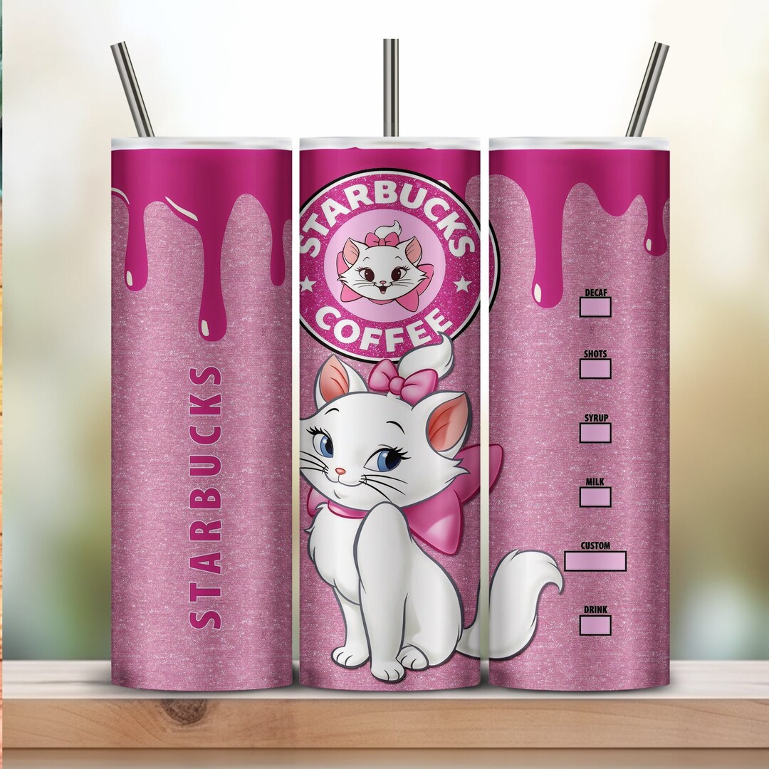 Starbucks Pink Cat 20 Oz Tumblers PNG Starbucks Cat Tumbler - Etsy