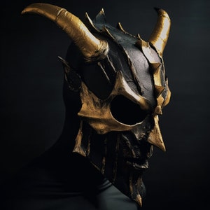 Limited Edition. Half Face Demon Mask. Black and Gold Demon Mask ...