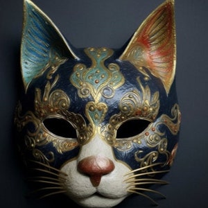 Unique and Decorated Venetian Cat Mask - a Work of Art for Your ...