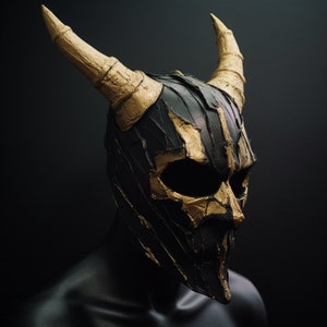 Limited Edition. Half Face Demon Mask. Black and Gold Demon Mask ...