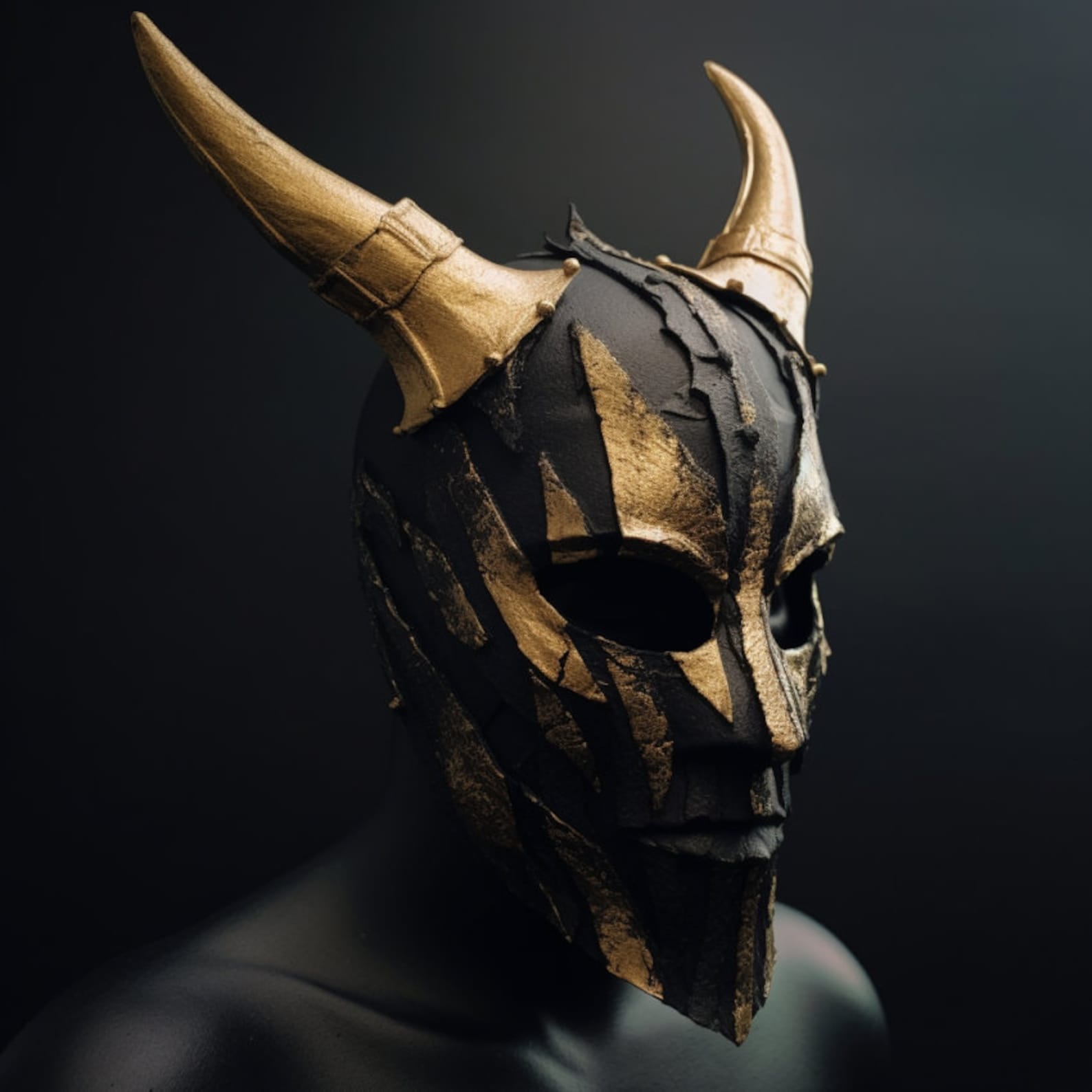 Limited Edition. Half Face Demon Mask. Black and Gold Demon Mask ...